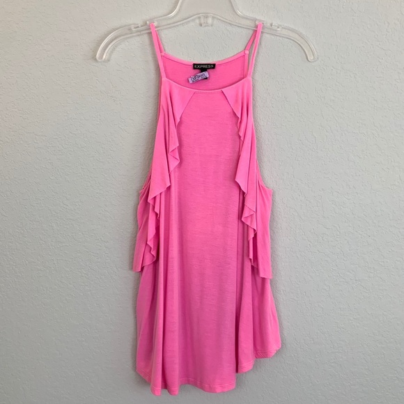 Express | Tops | Express Hot Pink Ruffled Tunic Tank Top | Poshmark